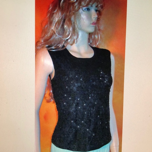 Talbots | Tops | Nwt Talbots 98 Sleeveless Beaded Black Top Medium ...